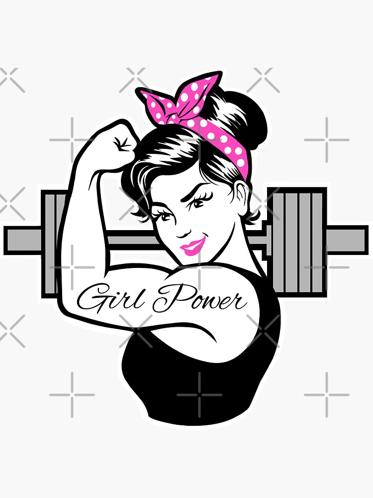 "fitness girl, girl power, barbell girl, weightlifting girl" Sticker for Sale by Tim Addison ...