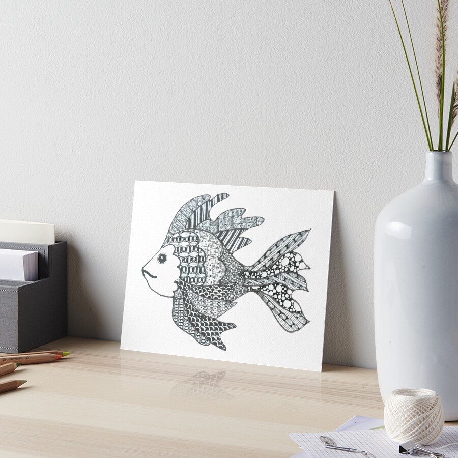 "Koi Fish Zen Tangle" Art Board Print for Sale by floryavenue | Redbubble