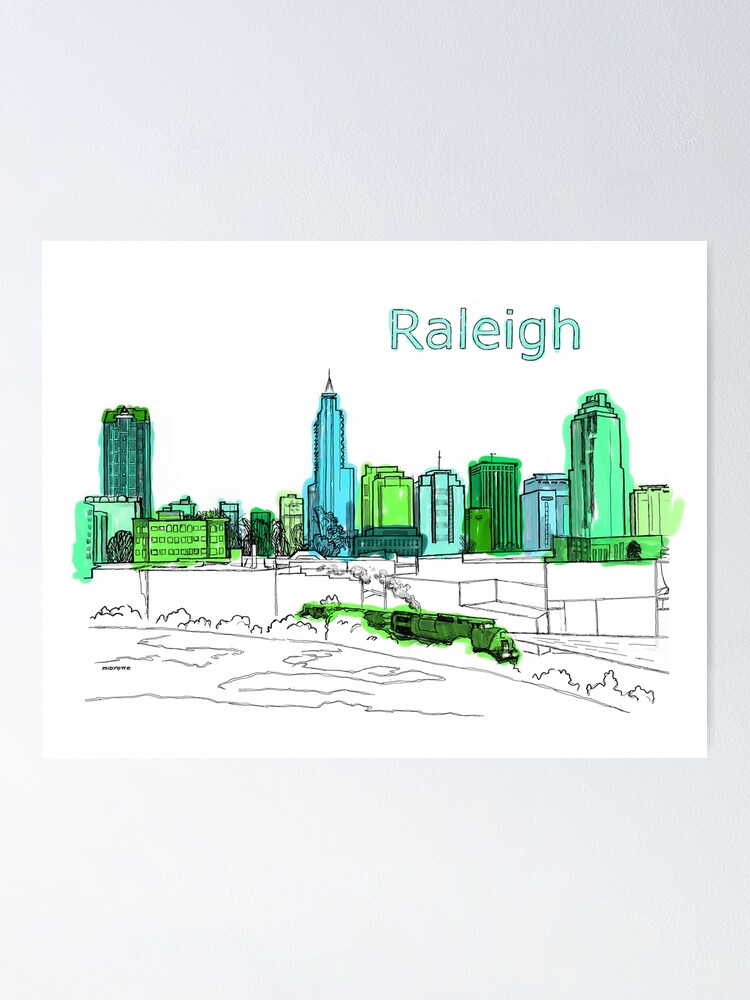 "Raleigh NC downtown ink drawing" Poster for Sale by Boriallas | Redbubble