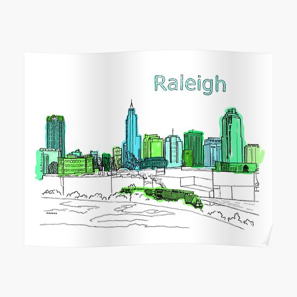 "Raleigh NC downtown ink drawing" Poster for Sale by Boriallas | Redbubble