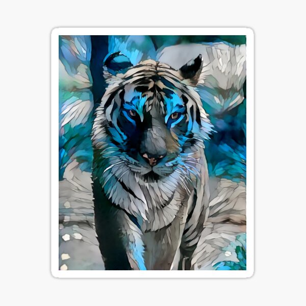 "Blue Tiger Art" Sticker for Sale by ParisRoussos | Redbubble