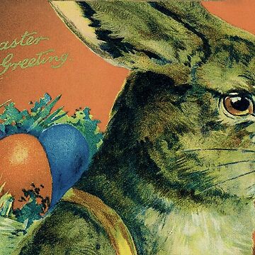 "Vintage Easter Greeting Illustration / Easter Bunny" Sticker for Sale ...