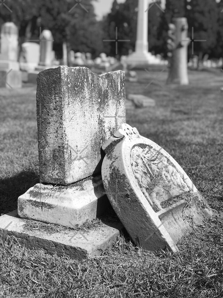 "Broken tombstone in black and white " Poster for Sale by ...