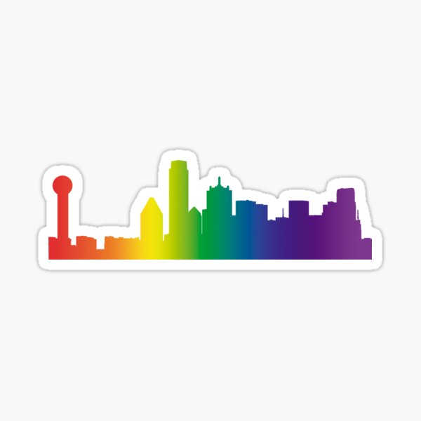 "Dallas City Skyline in Rainbow" Sticker for Sale by mattpanta | Redbubble