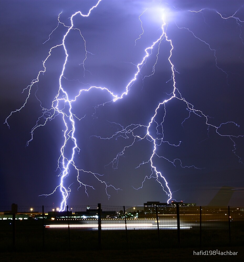 "Beautiful Lightning Bolt Above Airport" by hafid1984achbar | Redbubble