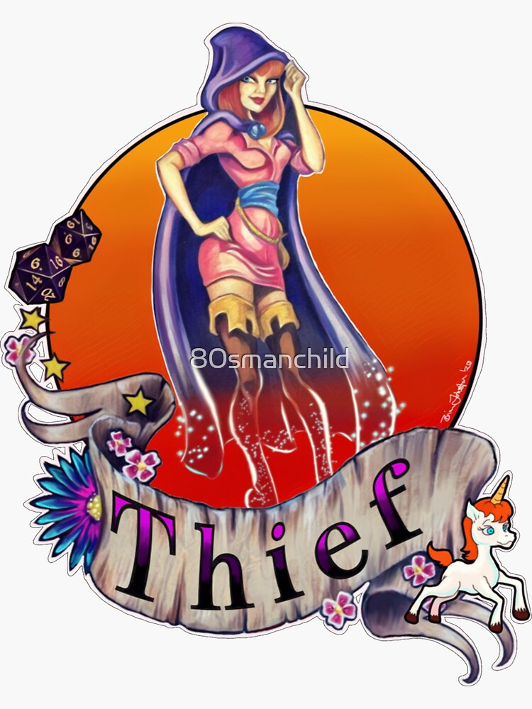 "Dungeons and dragons Sheila the Thief" Sticker for Sale by 80smanchild ...