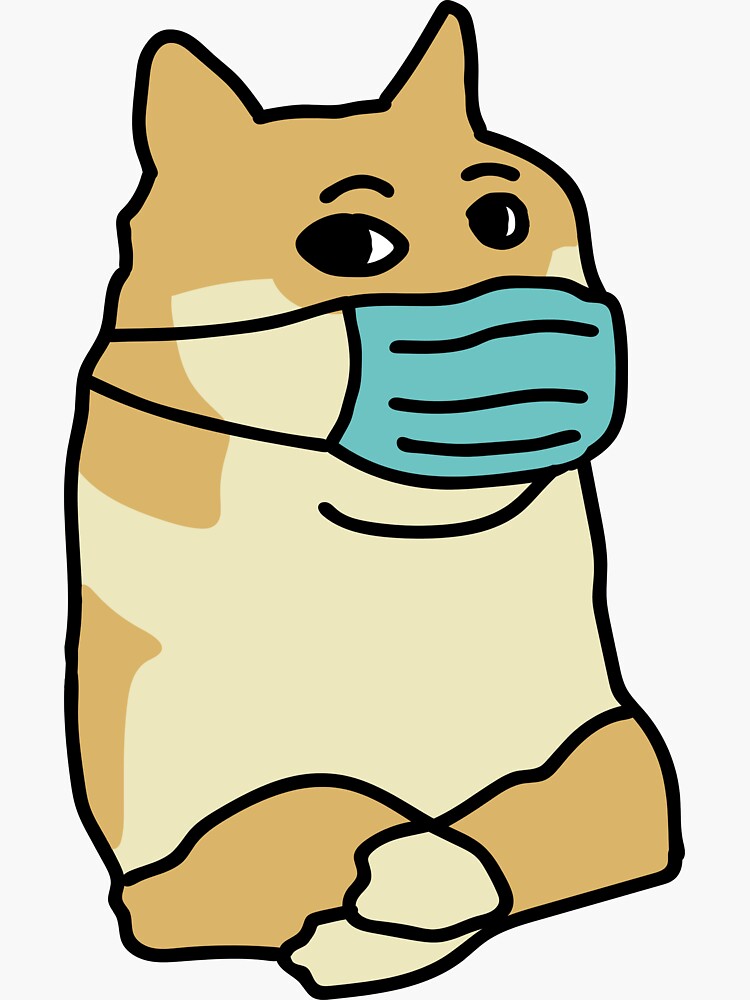 "Doge with Face Mask" Sticker for Sale by Maxtown | Redbubble