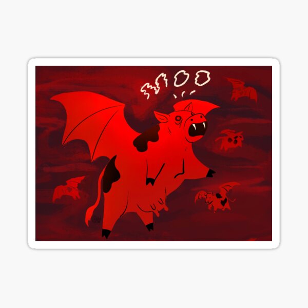 "Vampire Cow Attack!" Sticker for Sale by ovfanart | Redbubble