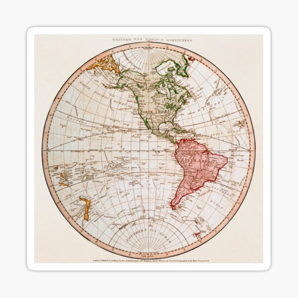 "Vintage New World Map" Sticker by thomasjgaulton | Redbubble