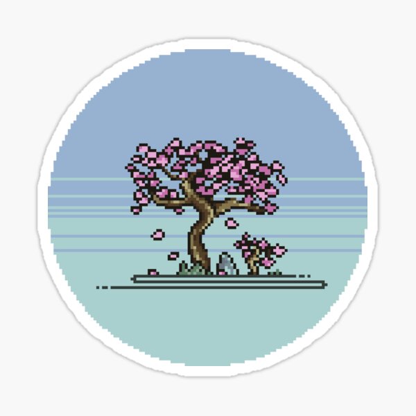 "Sakura Cherry Blossom Pixel Art" Sticker for Sale by calfromkansas ...
