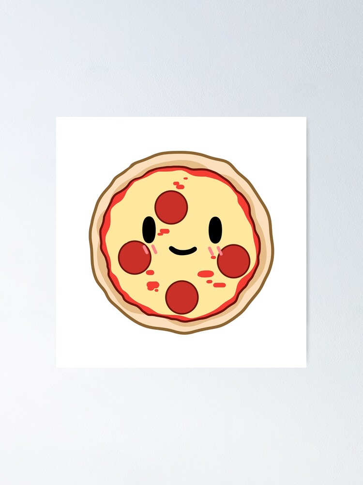 "Cute Pepperoni Pizza Blushing" Poster for Sale by sketchyyyyy | Redbubble