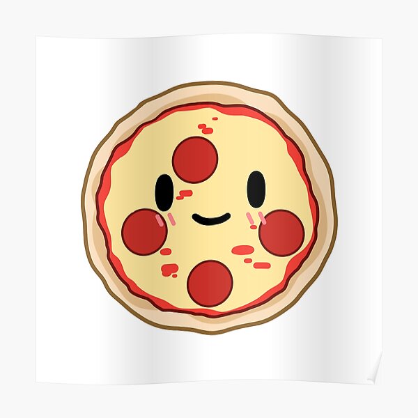 "Cute Pepperoni Pizza Blushing" Poster for Sale by sketchyyyyy | Redbubble