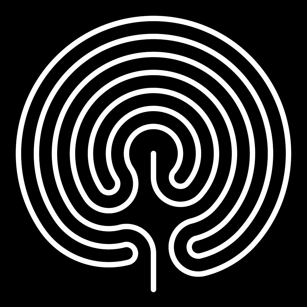 "Classical labyrinth Ariadne’s thread - Black Background" by Rupert ...