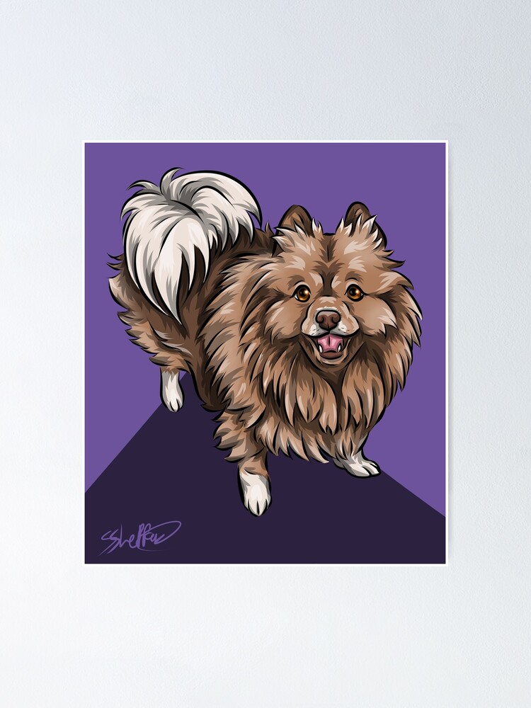 Poster « Mignon Spitz Mittel allemand | Oeuvre de chien de dessin animé ...