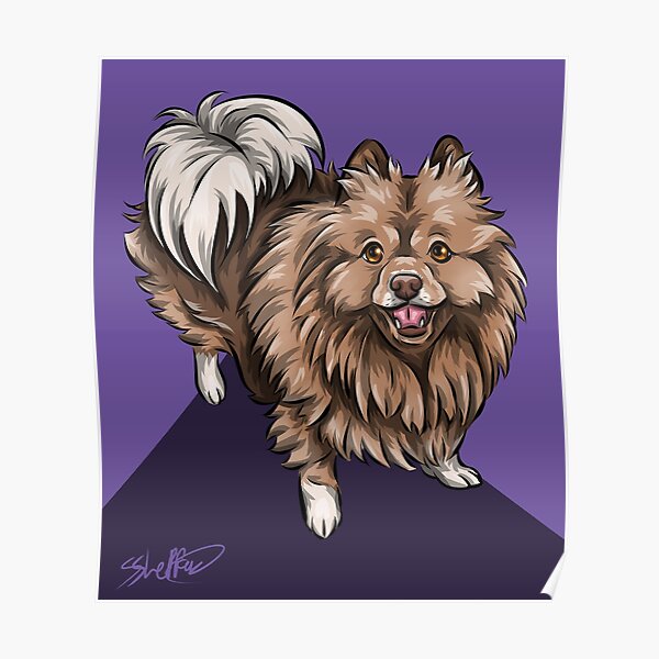 Poster « Mignon Spitz Mittel allemand | Oeuvre de chien de dessin animé ...
