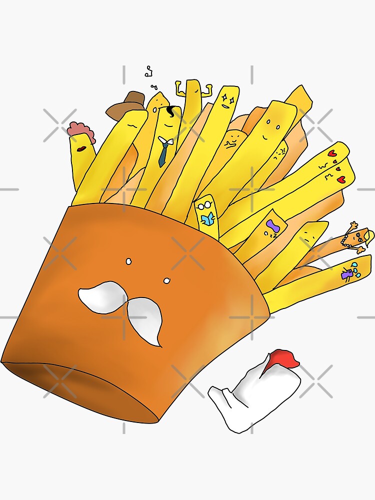 "Cute fast food Emoji french fries with ketchup on the side" Sticker ...