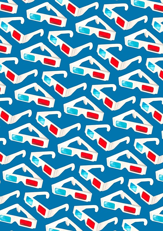 "3D Glasses Pattern - Navy" by Kelly Gilleran | Redbubble