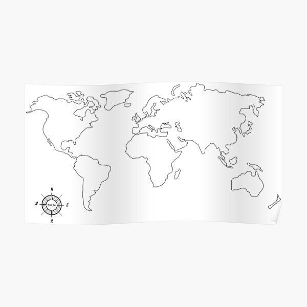 "World Map Outline" Poster by NataliiaM | Redbubble