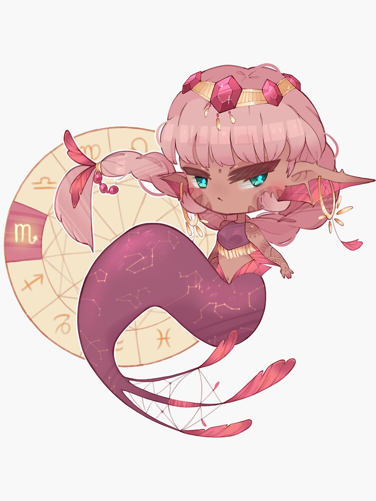 "Scorpio mermaid" Sticker for Sale by BubblyBlu | Redbubble