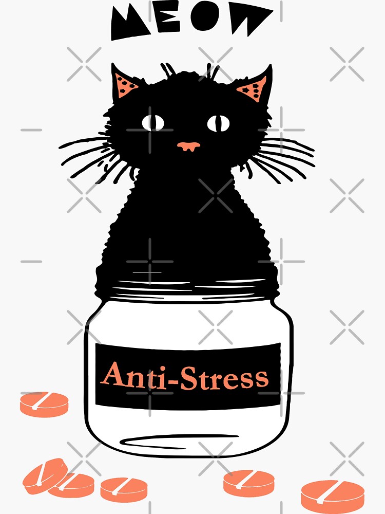 " Anti stress cat" Sticker by Rosaliartbook | Redbubble