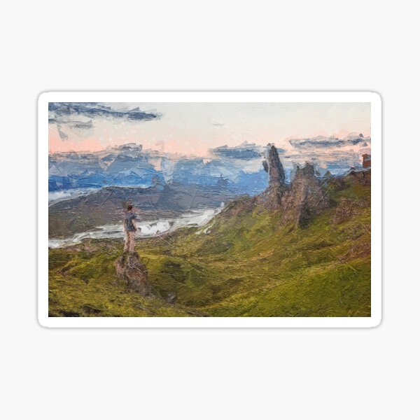 "land scape painting " Sticker by toolmanjr | Redbubble