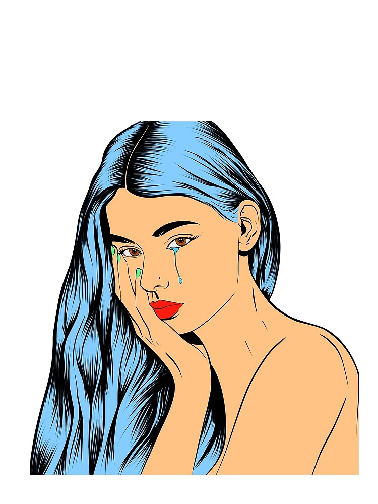"Blue hair crying girl " Sleeveless Top by DGsmirk | Redbubble