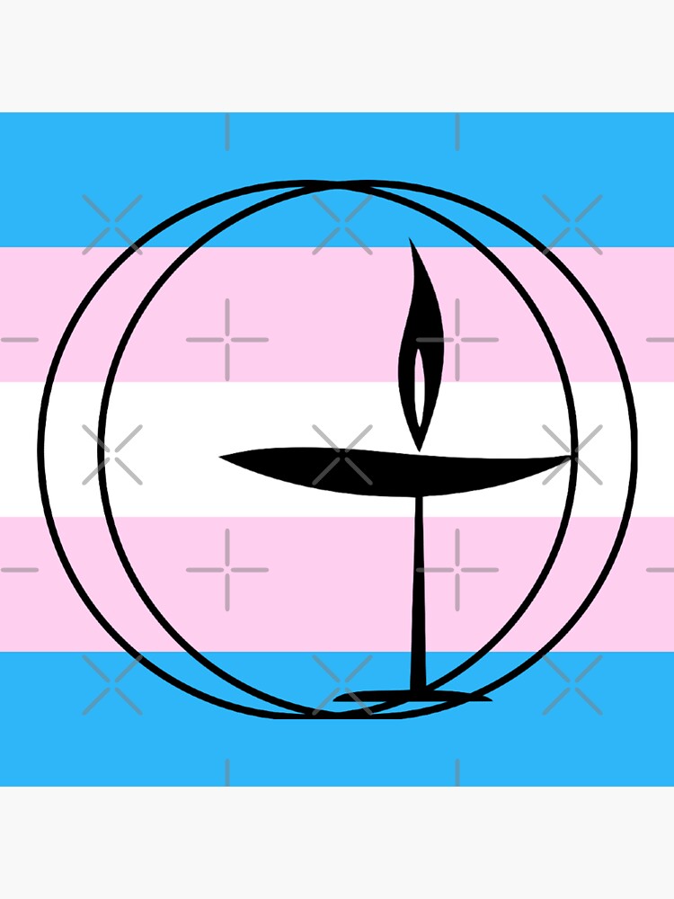 "UU Flaming Chalice on Trans Flag" Sticker for Sale by gwinna | Redbubble