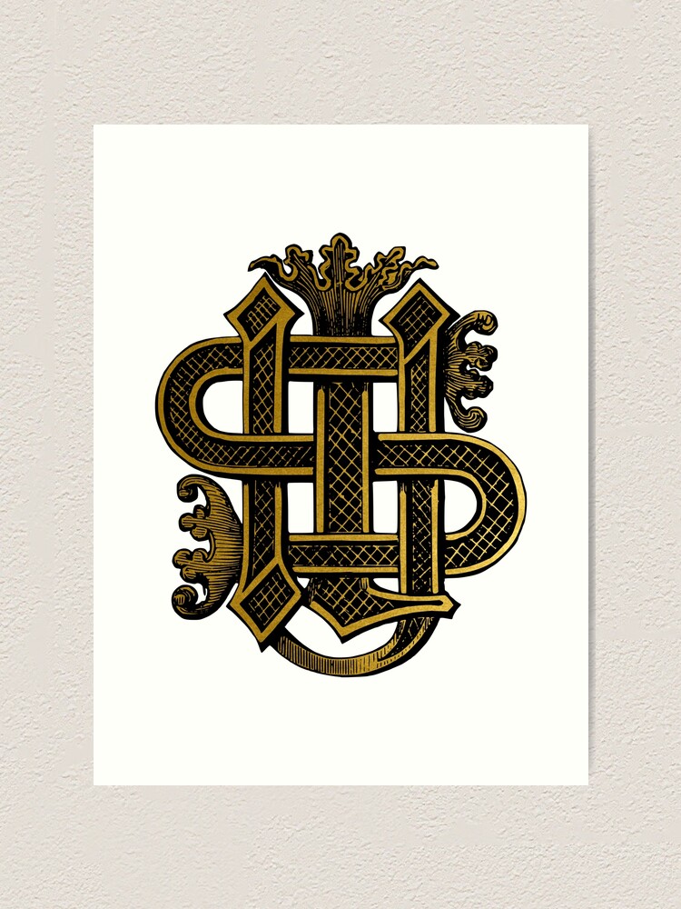 "Christogram IHS Vintage Engraving" Art Print for Sale by Beltschazar ...