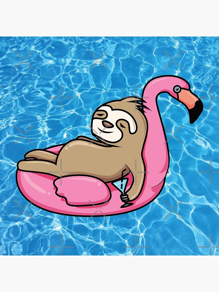 "Cute Sloth And Flamingo by the Pool" Poster by onjcdesign | Redbubble