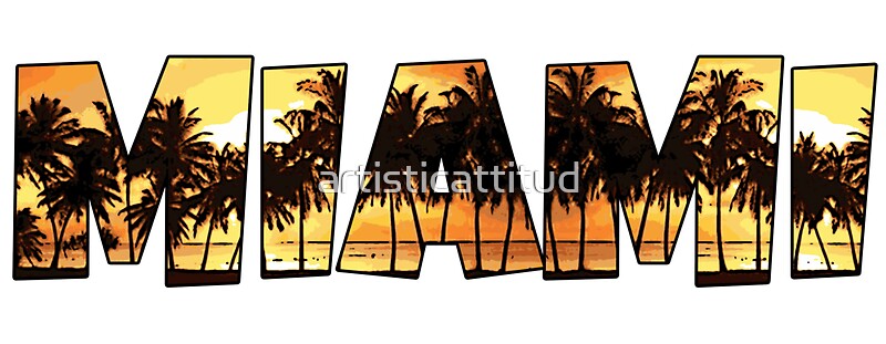 "Miami palm tree word art" Stickers by artisticattitud | Redbubble