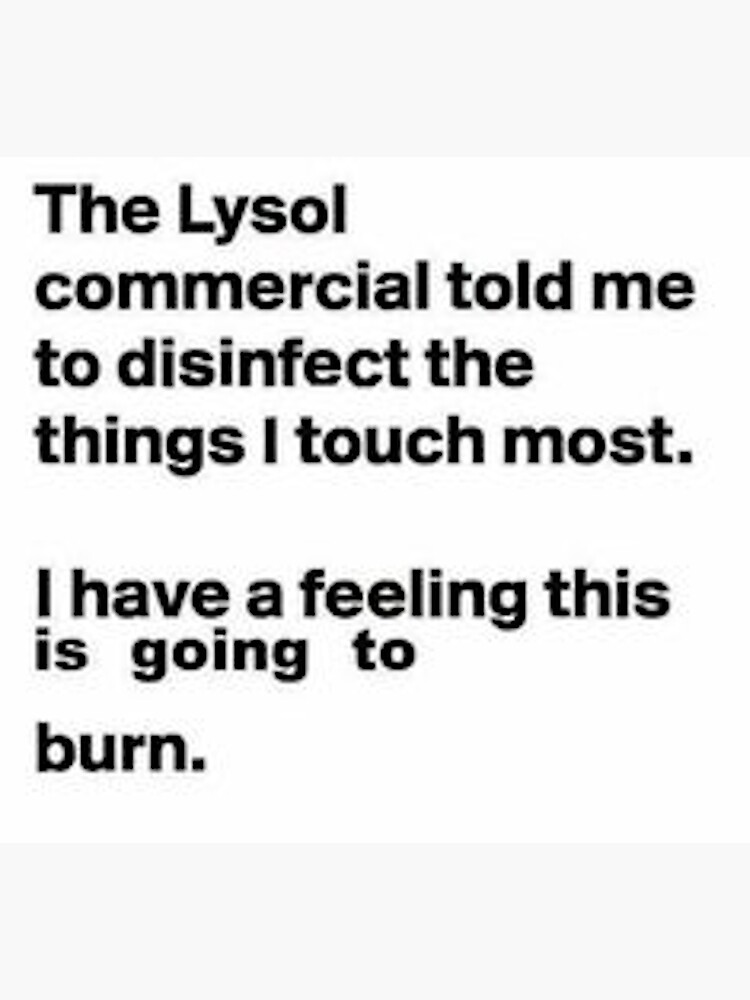 "Lysol, disinfect, burn, funny, coronavirus, meme," Art Print by ...