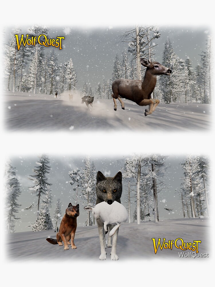 "Hunting Deer & Hares in Winter" Sticker for Sale by WolfQuest | Redbubble
