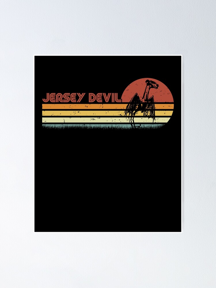 "The Jersey Devil Retro Stripes - Vintage Pine Barrens, NJ Cryptid Gift" Poster by ...