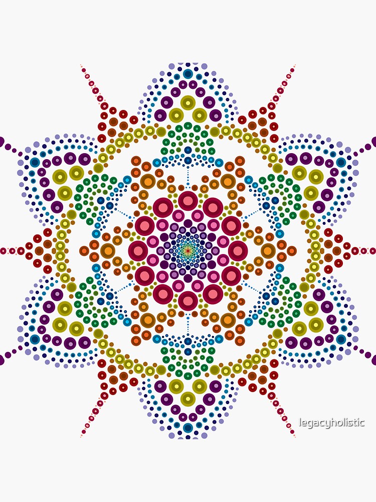 "Rainbow 8 point star mandala art print" Sticker by legacyholistic ...