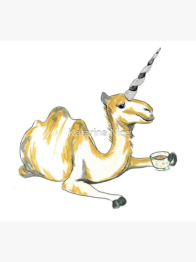 "Camel unicorn drinking tea" Poster by drknice | Redbubble