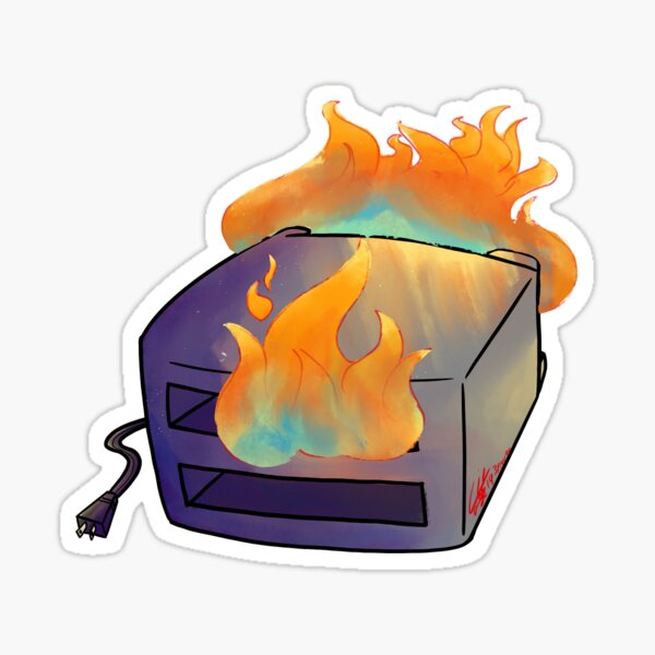 "Flaming Toaster" Sticker for Sale by LivDrawz | Redbubble