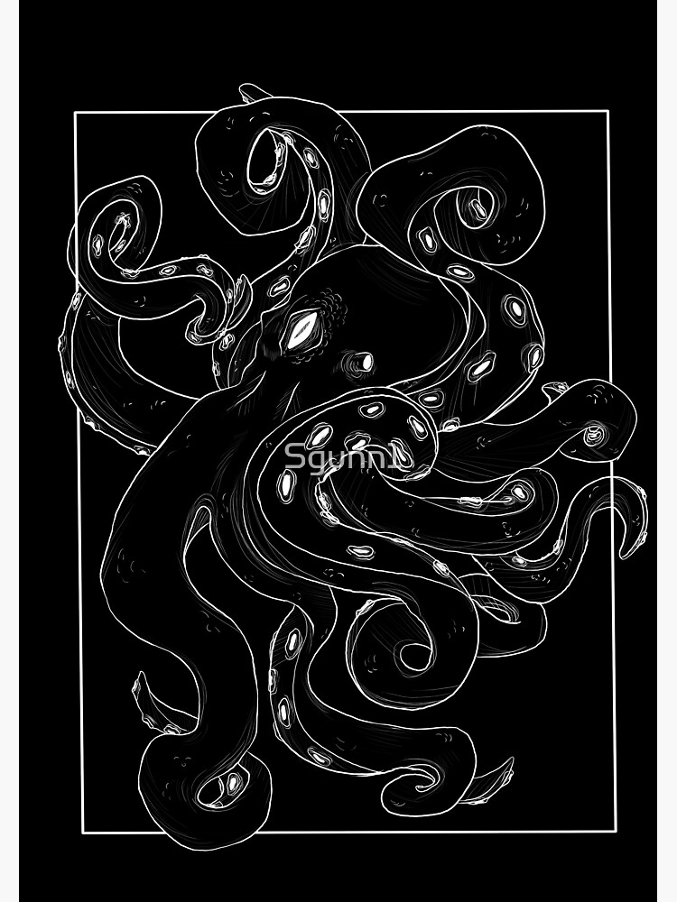 "Dark Fine line Octopus" Sticker for Sale by Sgunn1 | Redbubble