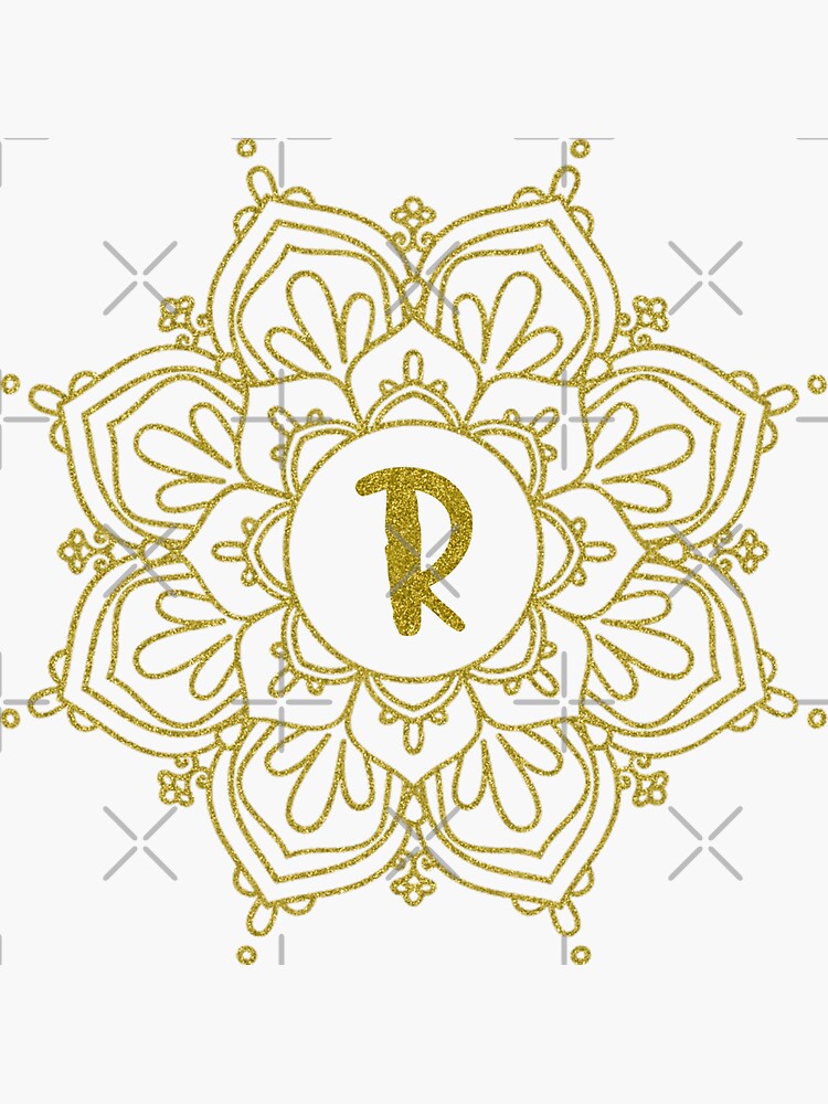 "Glitter Monogram Mandala Art - Letter R" Sticker for Sale by ...
