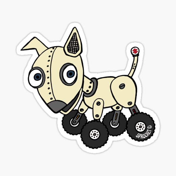 "Sprocket 4WD Dog - Beige" Sticker by YakDaks | Redbubble