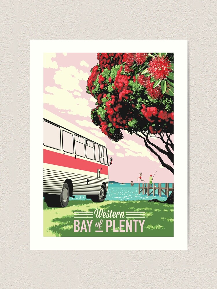 "Bedford Bus + Pohutukawa" Art Print for Sale by rossmurray | Redbubble