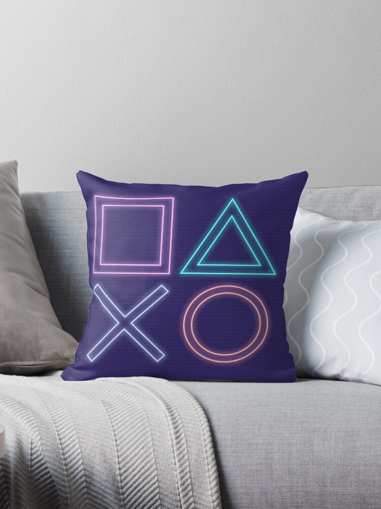 "Playstation Buttons Synthwave Neon Game Pad" Pillow for Sale by ...