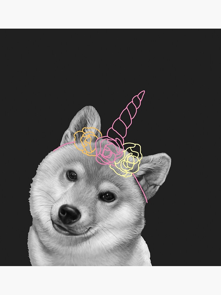 "shiba inu with unicorn hairband" Poster by Lexthellamasart | Redbubble