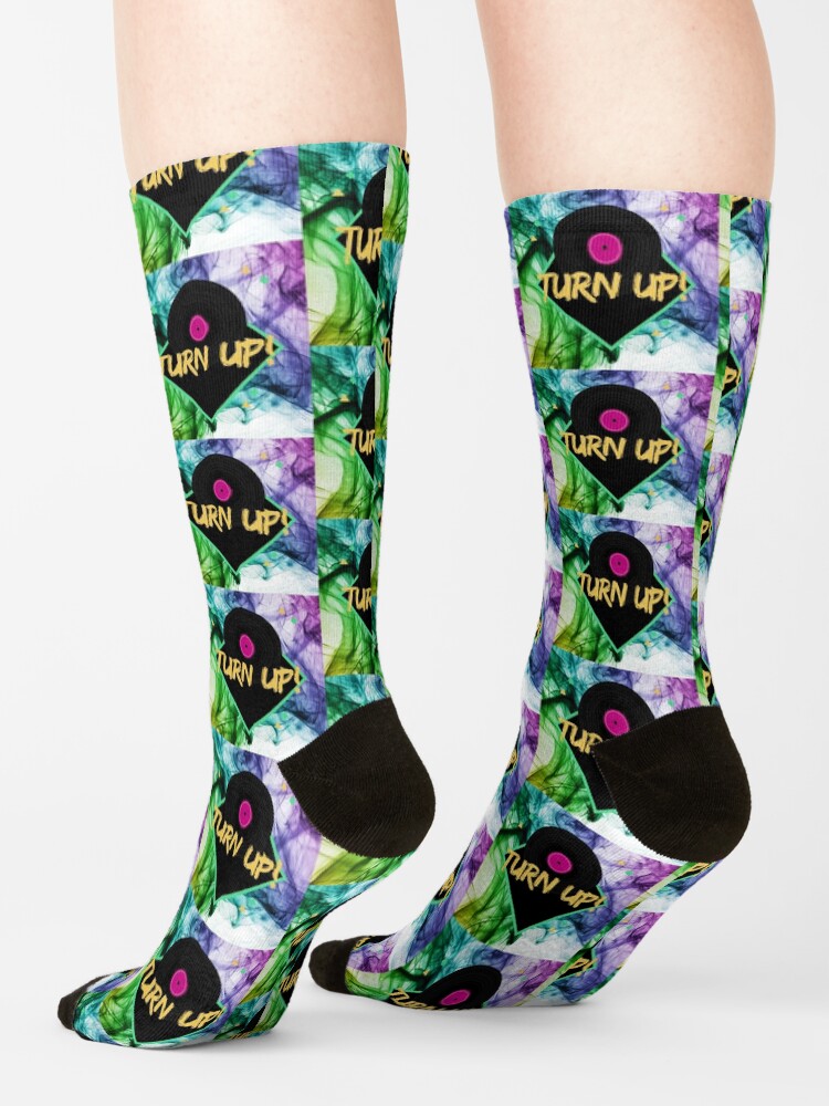 "Turn up dj record Design - Mist smoke vibes design" Socks for Sale by ...