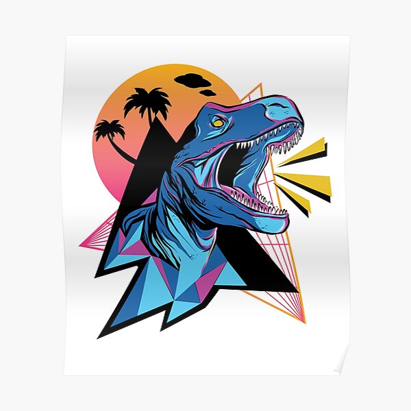 "Neon T-Rex design" Poster by Maltoni | Redbubble