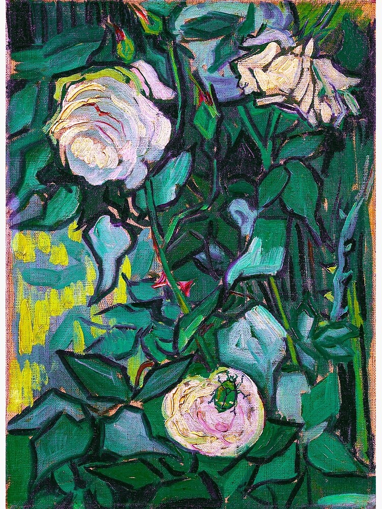 "Van Gogh Roses Pink Flowers Green Leaves" Art Print for Sale by ...