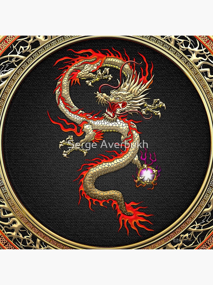 "Golden Chinese Dragon Fucanglong on Black " Poster for Sale by ...