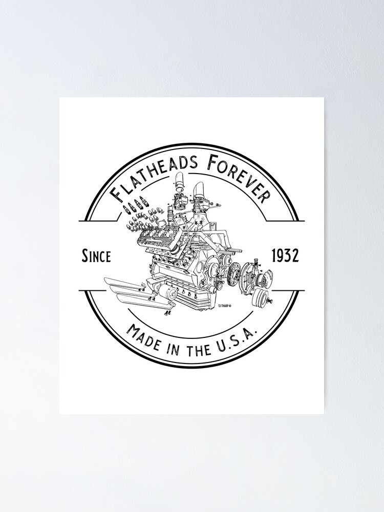 "Flatheads Forever V8 Hot Rod Engine Exploded View" Poster for Sale by ...