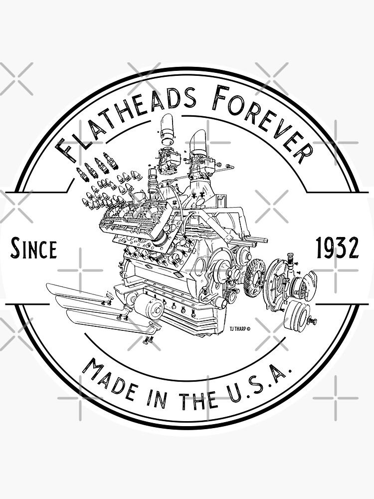 "Flatheads Forever V8 Hot Rod Engine Exploded View" Sticker for Sale by ...