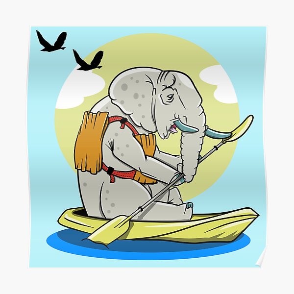 "Elephant Kayaking" Poster by piedaydesigns | Redbubble