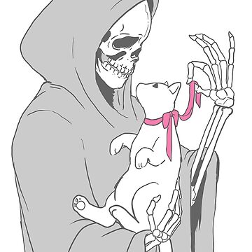 "Reaper with kitten" Sticker for Sale by JennyJinya | Redbubble